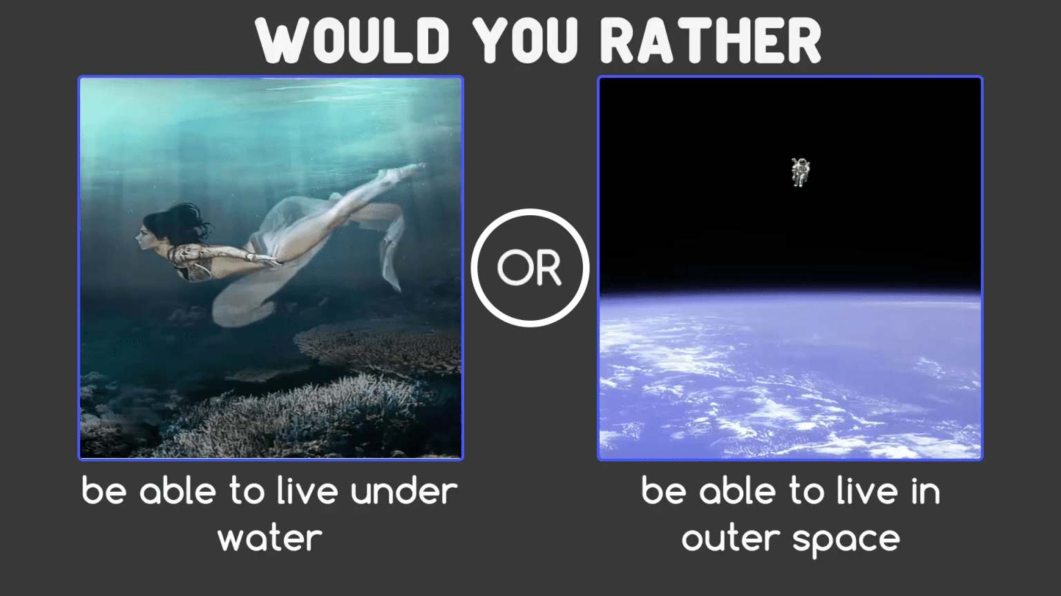 obrazkowe karty konwersacyjne angielski - Would You Rather - CHOOSE ONE ...